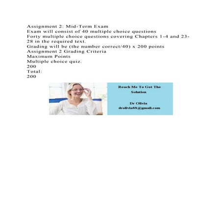 Assignment 2 Mid-Term ExamExam will consist of 40 multiple choice.docx