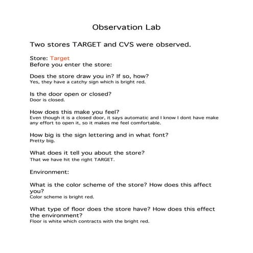 Assignment2 observation lab | PDF