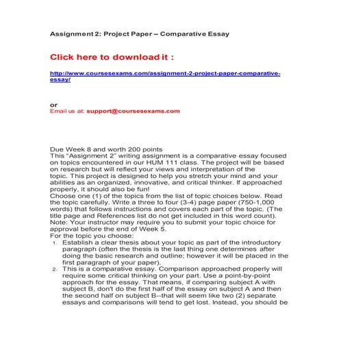 Assignment 2 project paper – comparative essay | DOCX | Homework and ...