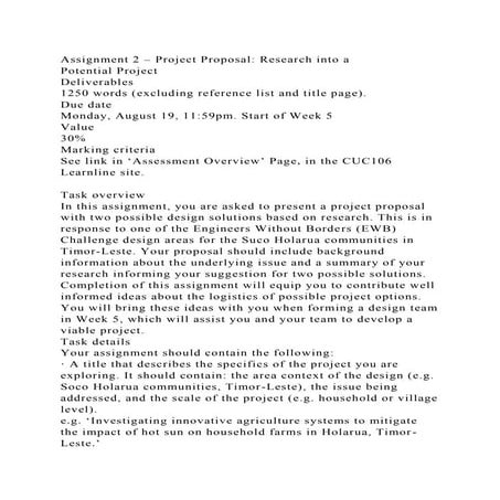 Assignment 2 – Project Proposal Research into a .docx