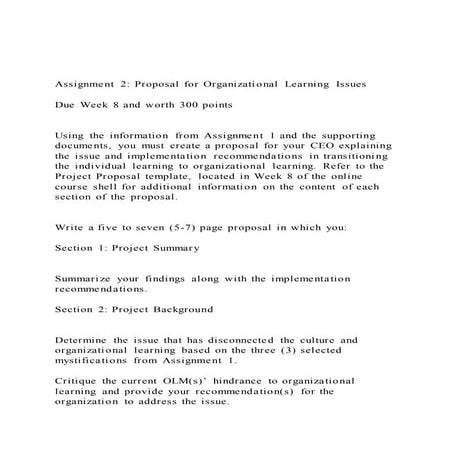 Assignment 2 Proposal for Organizational Learning IssuesD | PDF