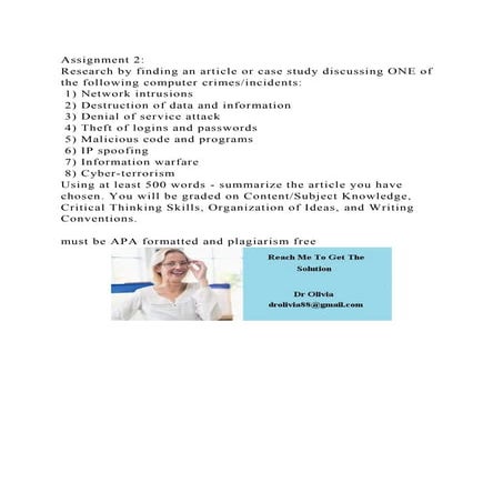 Assignment 2Research by finding an article or case study discussi.docx | Crime & Harmful Acts to ...