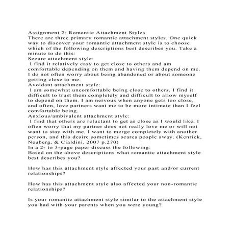 Assignment 2 Romantic Attachment StylesThere are three primary .docx
