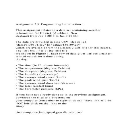 Assignment 2 R Programming Introduction 1This assignment r.docx