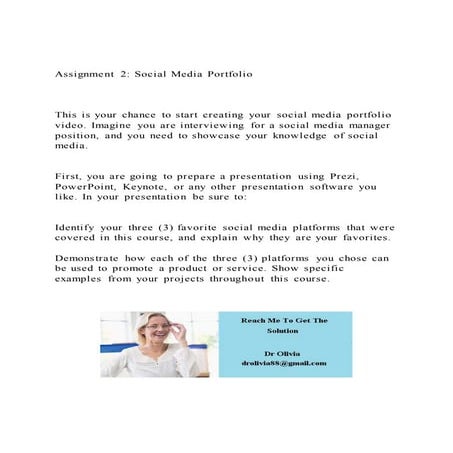 Assignment 2 Social Media PortfolioThis is your chance | DOCX