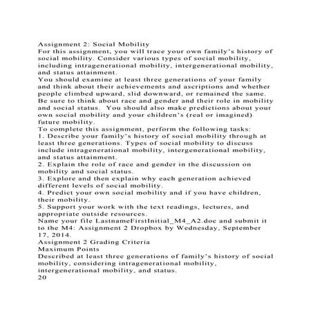 Assignment 2 Social MobilityFor this assignment, you will trace.docx
