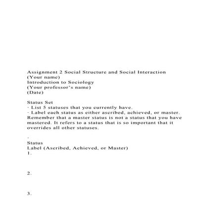 Assignment 2 Social Structure and Social Interacti.docx