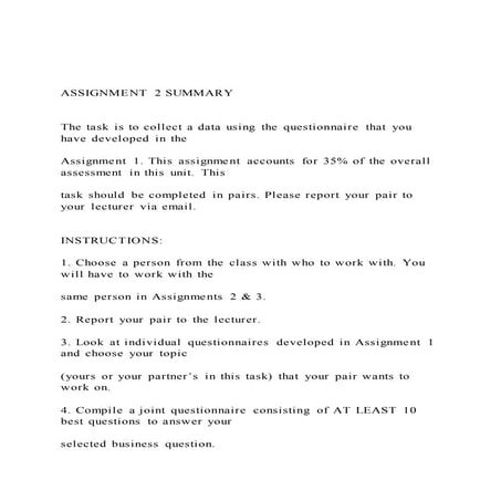 ASSIGNMENT 2 SUMMARY The task is to collect a data using | DOCX