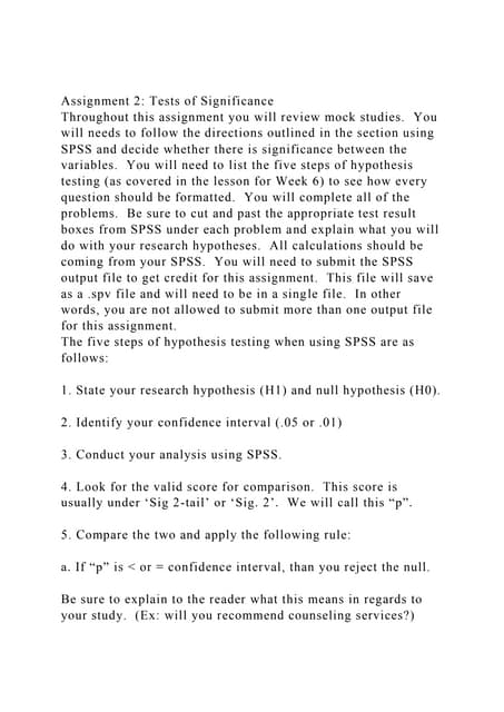 Hi6007 spss assignment | DOCX