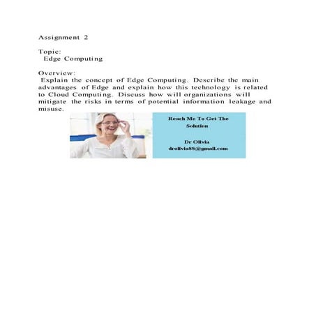 Assignment 2Topic Edge ComputingOverview Explain the | DOCX