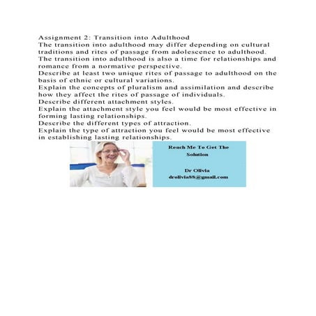 Assignment 2 Transition into AdulthoodThe transition into adultho.docx