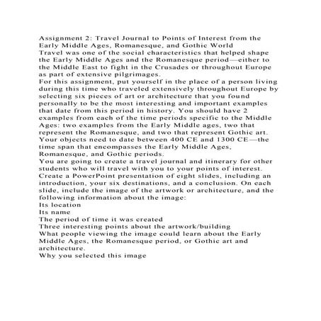 Assignment Travel Journal to Points of Interest from the Early Midd.docx