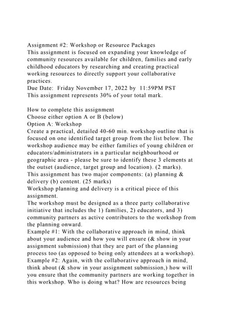 Assignment 4 Engaging Families and the Community in Early Childhood ...