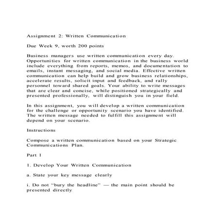 Assignment 2 Written CommunicationDue Week 9, worth 200 poi | DOCX