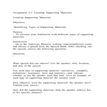 Assignment 3.1 Locating Supporting MaterialsLocating Supporting | DOCX