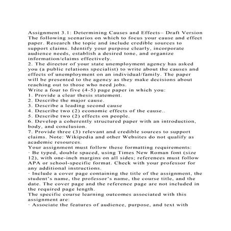 Assignment 3.1 Determining Causes and Effects– Draft VersionThe.docx