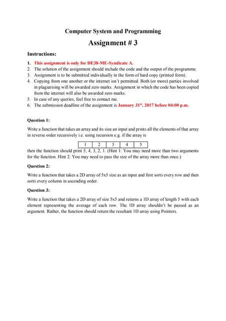 Assignment 3 Computer System And Programming Ec 105 Pdf 9945