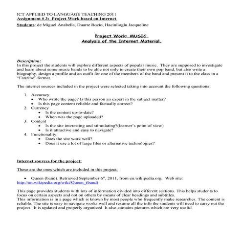 Assignment 3 webquest-websites'analysis | DOC