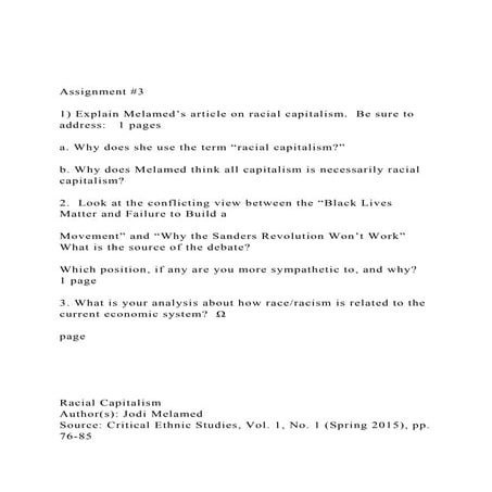 Assignment #31) Explain Melamed’s article on racial capita.docx