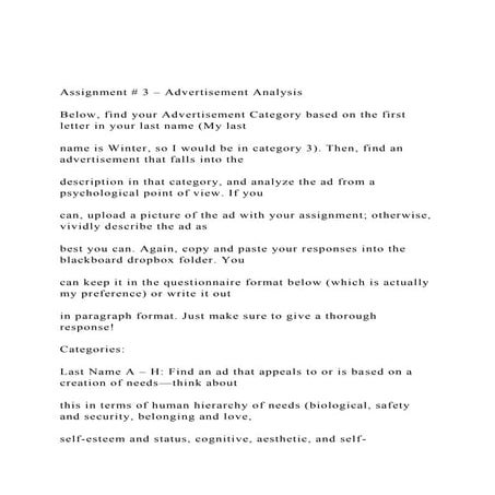 Assignment # 3 – Advertisement Analysis Below, find your A.docx