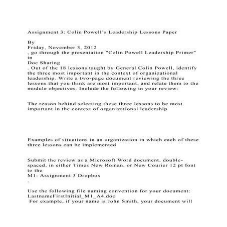 Assignment 3 Colin Powell’s Leadership Lessons PaperBy Frid.docx