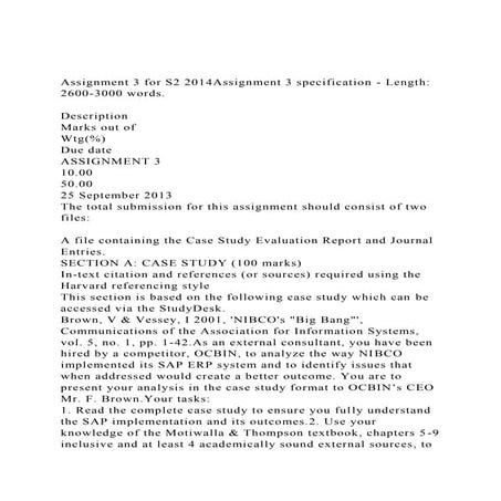 Assignment 3 for S2 2014Assignment 3 specification - Length 260.docx