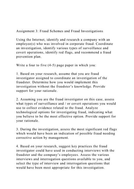 Assignment 3 Fraud Schemes And Fraud Investigationsusing Thdocx