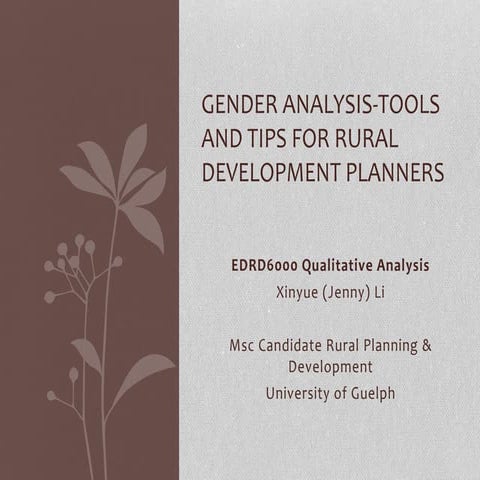 Gender Analysis-Tools and Tips for Rural Development Planners | PPT