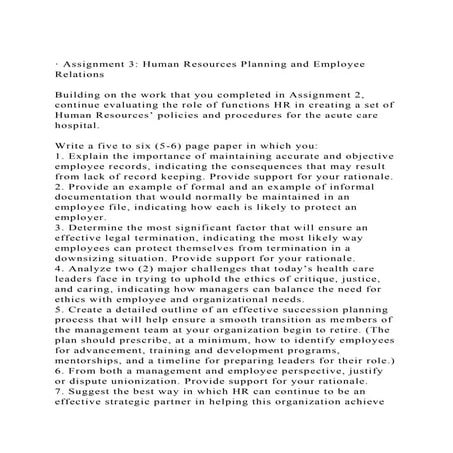 · Assignment 3 Human Resources Planning and Employee Relations.docx