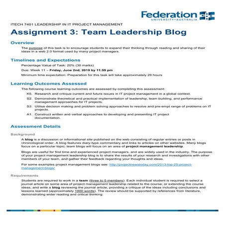 Assignment 3 leadership blog file | PDF | Educational Assessment ...