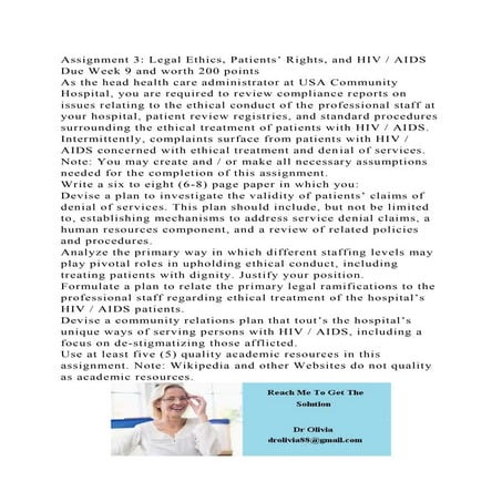 Assignment 3 Legal Ethics, Patients’ Rights, and HIV AIDSDue We.docx