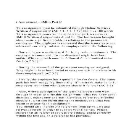 ( Assignment – 3MER Part CThis assignment must be submitted .docx