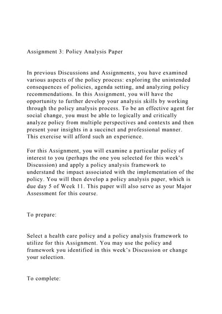 Assignment 2 Health Policy Proposal Analysis (Policy Brief).docx