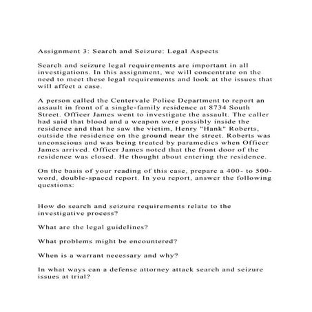 Assignment 3 Search and Seizure Legal AspectsSearch and se.docx