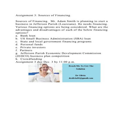 Assignment 3 Sources of Financing.Sources of Financing. Mr. Ad.docx