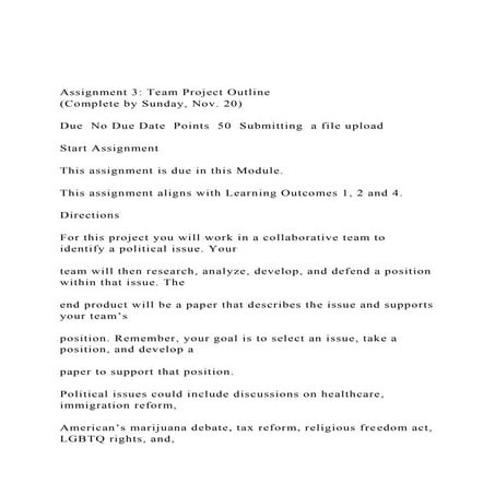 Assignment 3 Team Project Outline(Complete by Sunday, Nov. .docx