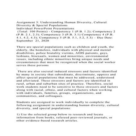 Assignment 3 Understanding Human Diversity, Cultural Diversity .docx