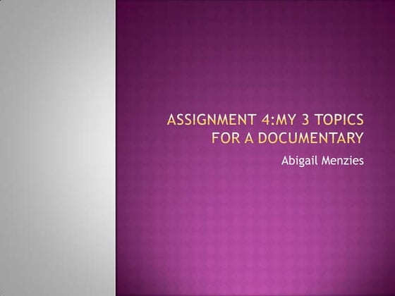 Assignment 13 Preliminary Planning Ppt 