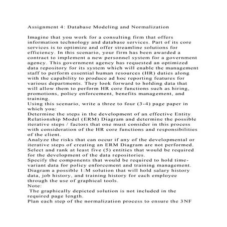 Assignment 4 Database Modeling And Normalizationimagine That Yodocx 8993