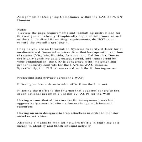 Assignment 4 Designing Compliance within the LAN-to-WAN Domain.docx
