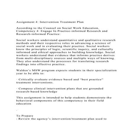 Assignment 2 Intervention Treatment PlanAccording to the Co.docx