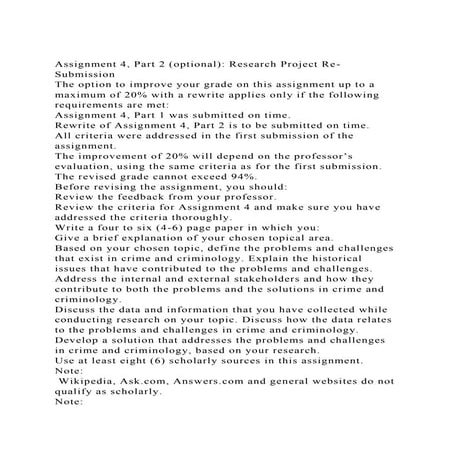 Assignment 4, Part 2 (optional) Research Project Re-SubmissionT.docx