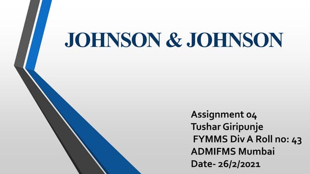 A Presentation on "Johnson & Johnson" | PPTX