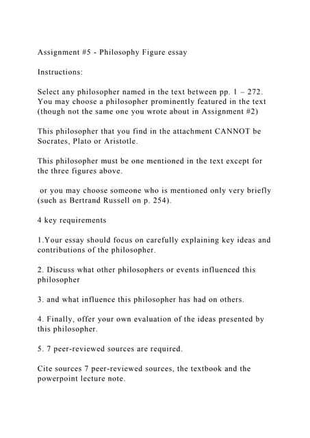 Assignment #5 - Philosophy Figure essayInstructionsSele.docx