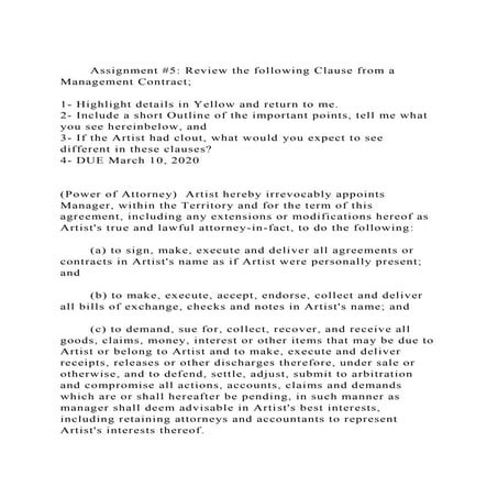 Assignment #5 Review the following Clause from a Management Cont.docx