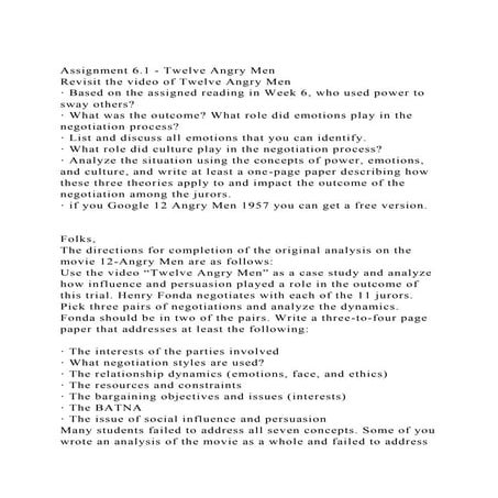 Assignment 6.1 - Twelve Angry MenRevisit the video of Twelve Ang.docx