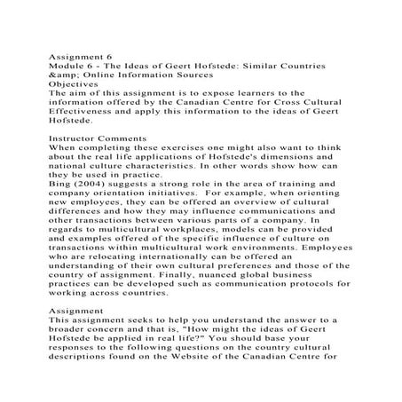 Assignment 6Module 6 - The Ideas of Geert Hofstede Similar Coun.docx