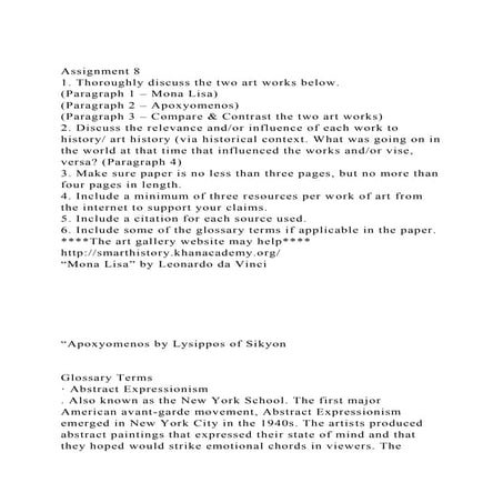 Assignment 81. Thoroughly discuss the two art works below.(Par.docx