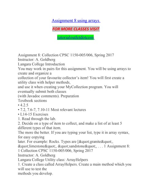 Assignment 8 Using Arraystutorialoutlet Pdf 7075