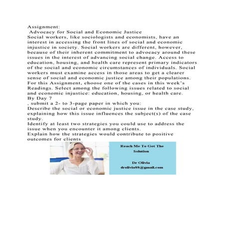 Assignment Advocacy for Social and Economic JusticeSocial work.docx